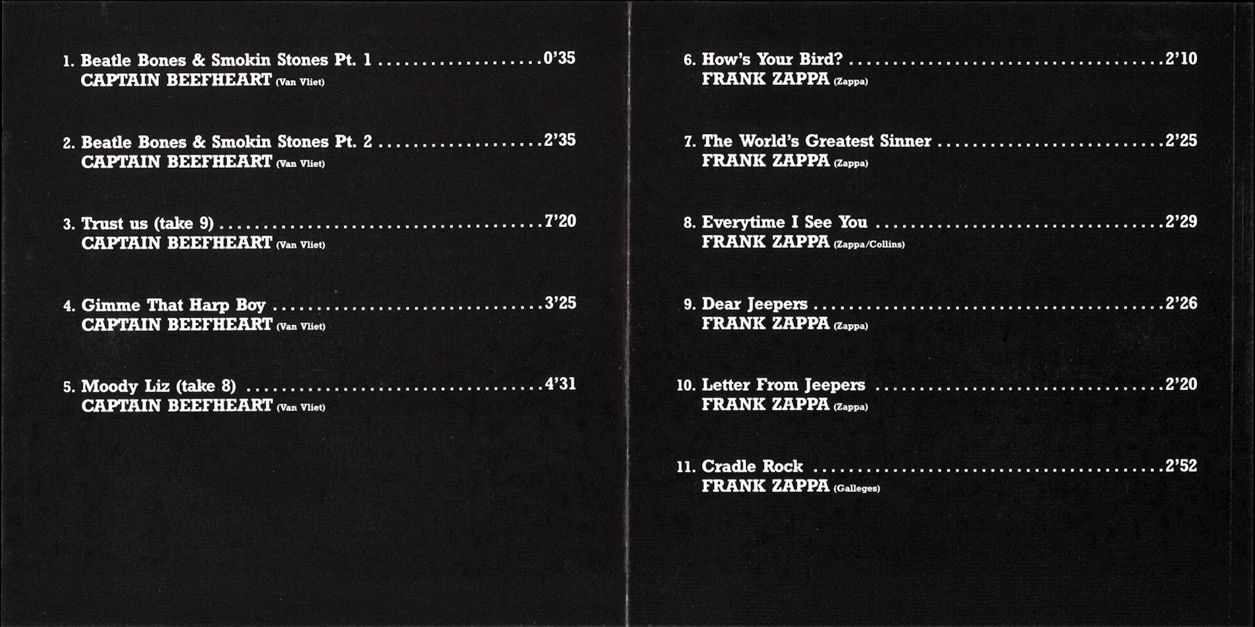 Frank Zappa Rare Beefheart Vintage Zappa : Booklet | CD Covers | Cover ...